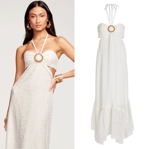 Ramy Brook | Dresses | Ramy Brook Topez White Lace Cutout Halter Neck ...
